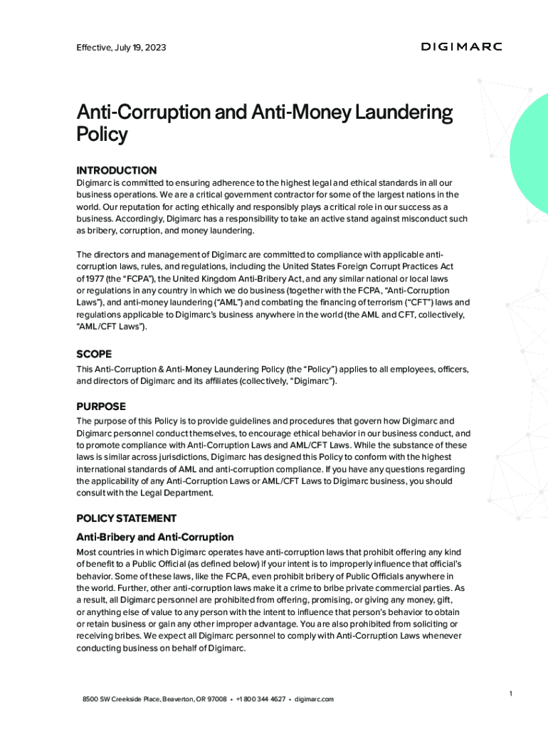 Fillable Online Anti-Corruption and Anti-Money Laundering Policy - NET ...