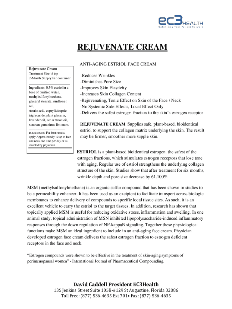 Fillable Online Hormone Health & Skin Health: Estriol Face Cream Fax ...