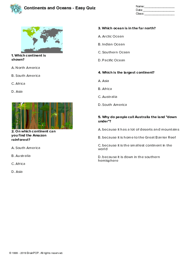 Fillable Online 16) If you were in Europe and went east which continent ...