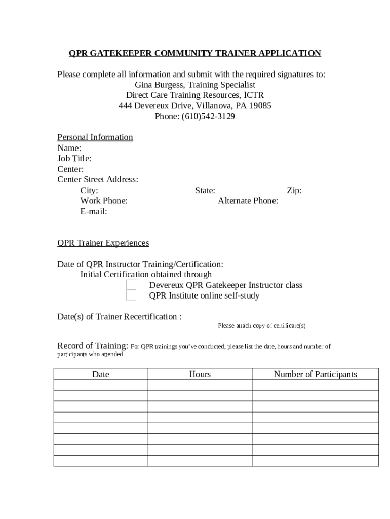 QPR Gatekeeper Community Training Notification - learn devereux Doc ...