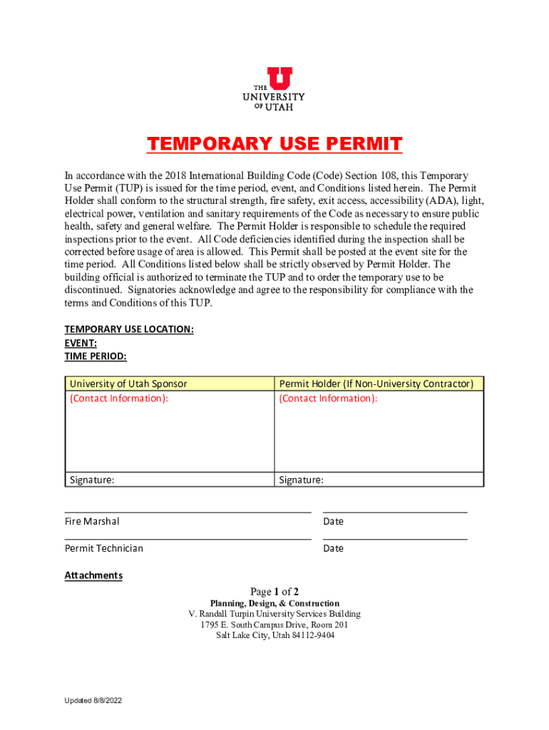 Fillable Online facilities utah SECTION 108 TEMPORARY STRUCTURES AND ...