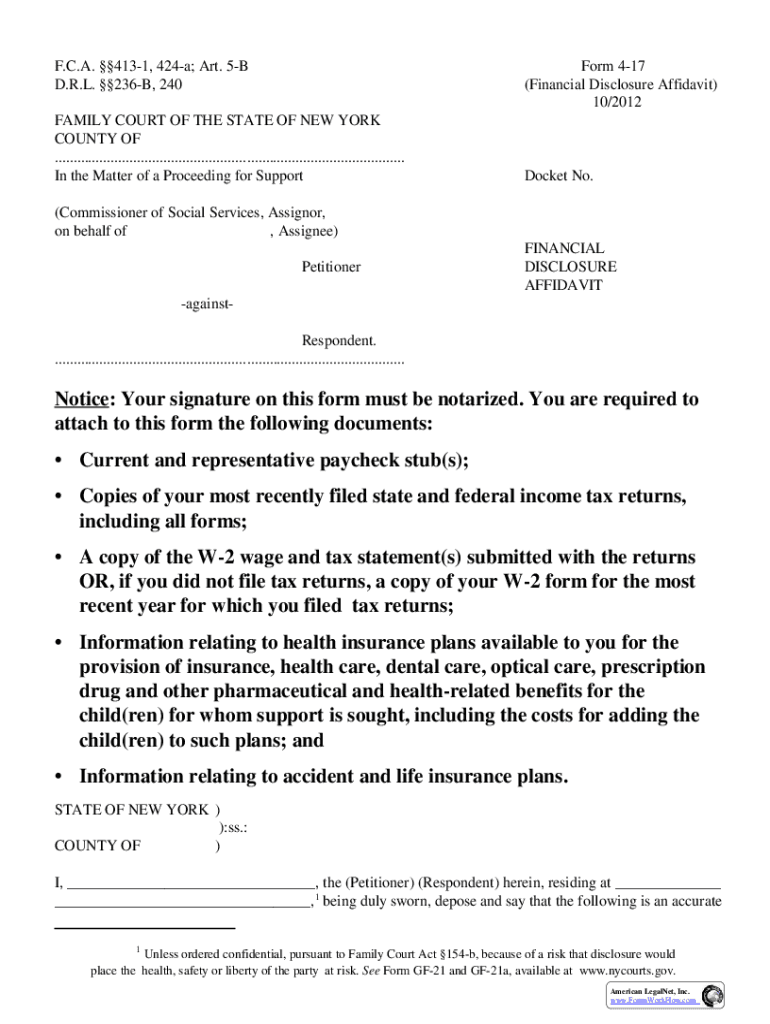 Fillable Online 08-ADM-12-Attachment - 4 Financial Disclosure Affidavit Fax Email Print - pdfFiller