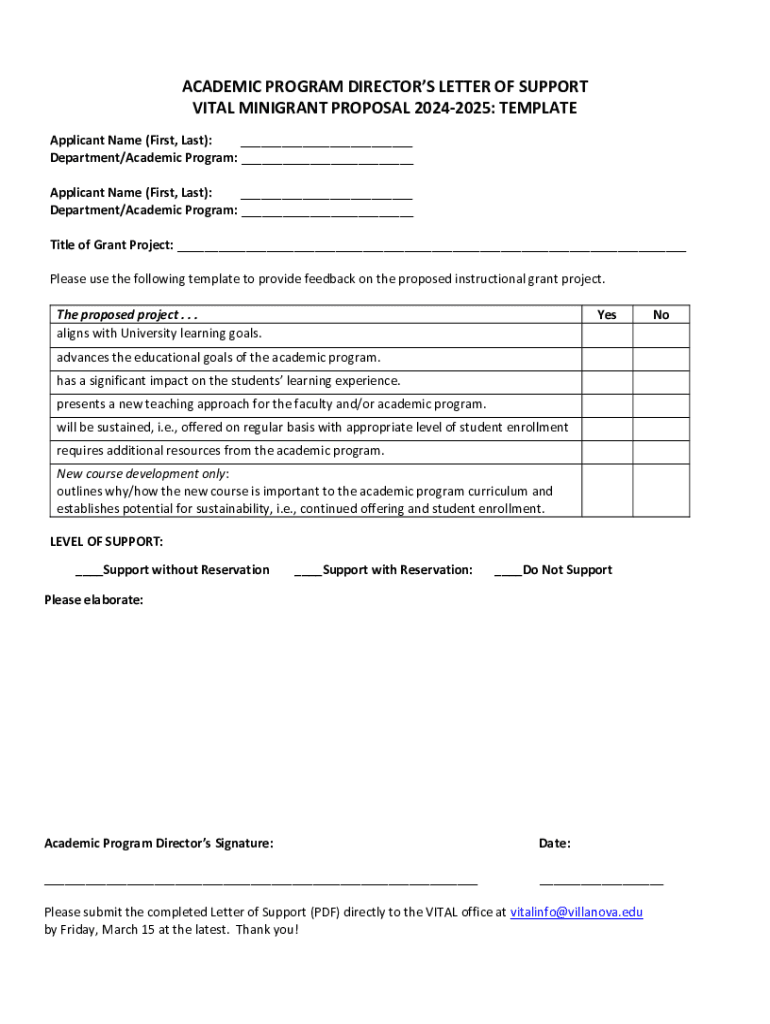 Fillable Online www1 villanova Template Program Director Letter of ...