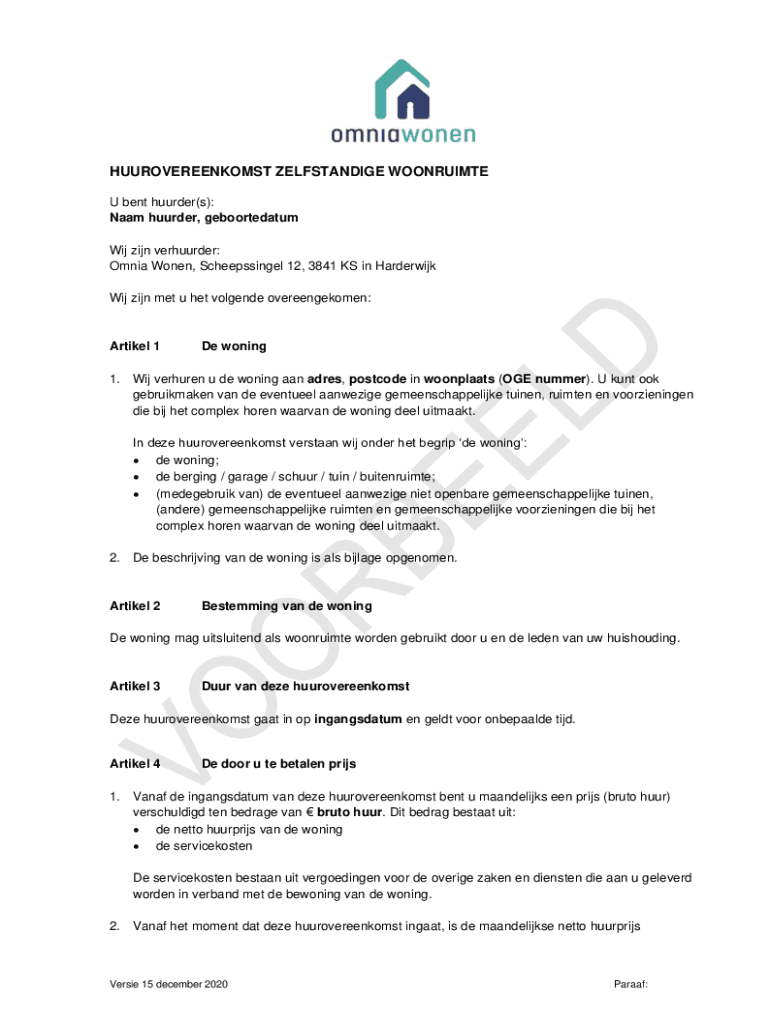 Invulbaar Online Model a huurovereenkomst Faxnummer Email Afdrukken ...