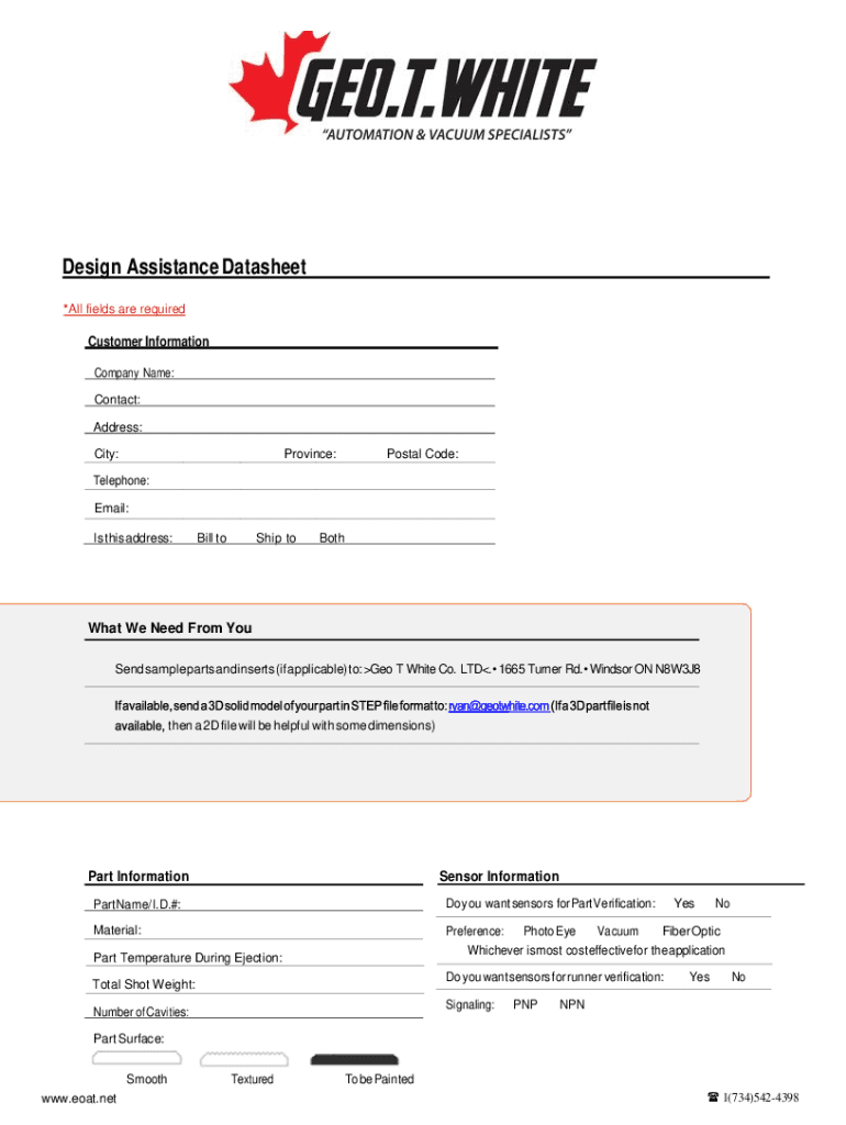 Fillable Online Design Assistance Datasheet Fax Email Print - pdfFiller