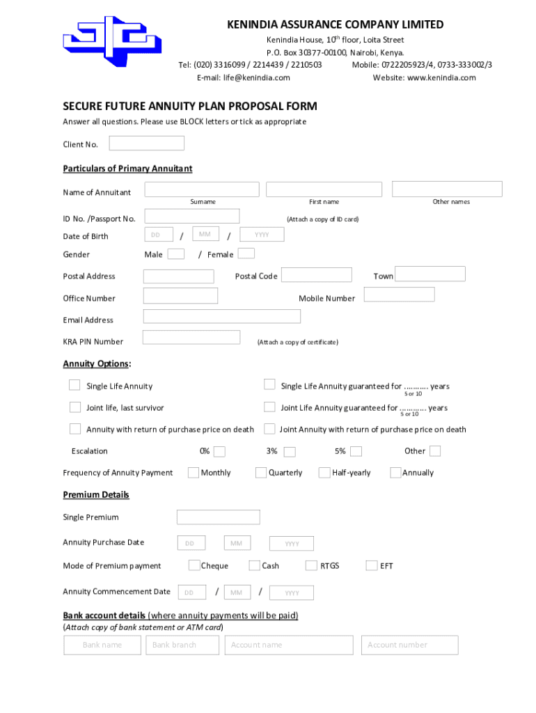 Fillable Online Kenindia Individual Provident Fund Application Form Fax ...