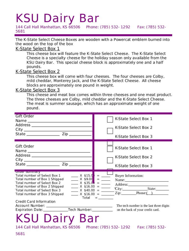 K-State's Call Hall Dairy Bar Doc Template | pdfFiller