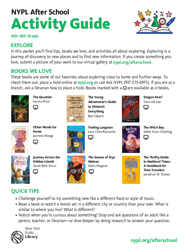 Fillable Online Now in Session! NYPL After SchoolThe New York Public ...