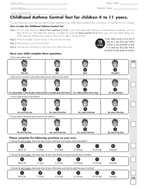 Fillable Online Childhood Asthma Control Test for children 4 to 11 ...