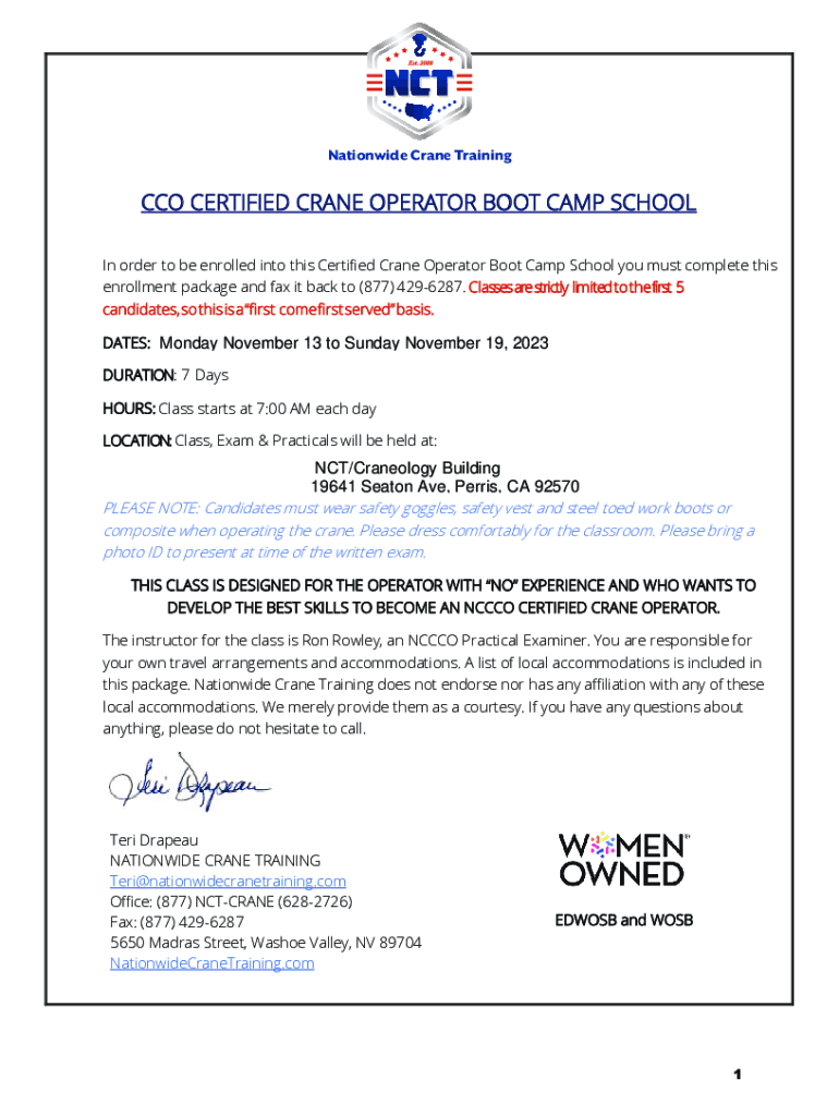 Fillable Online Ten-Day Mobile Crane Operator Training Program Fax ...