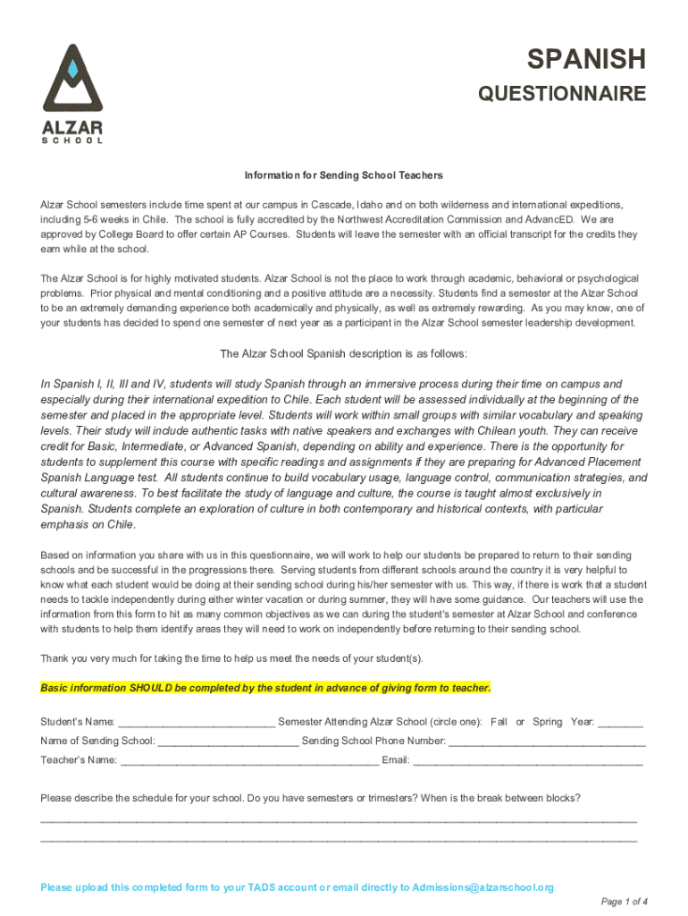 Fillable Online Alzar School: Outdoor Classroom and Cultural Exchange ...