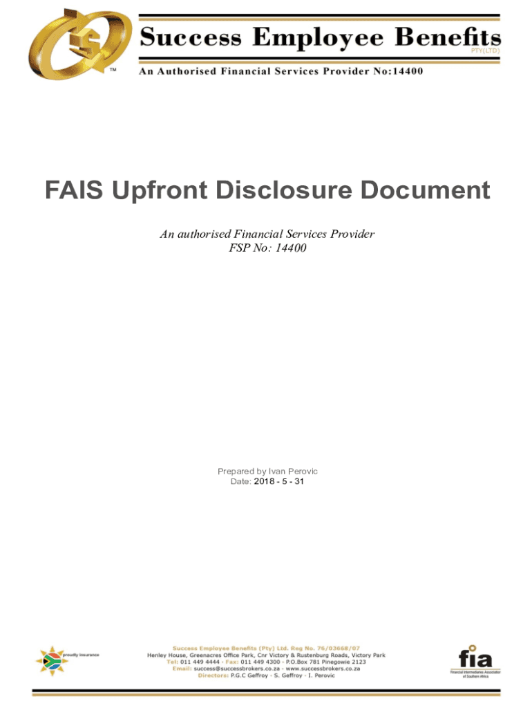 Fillable Online FAIS Upfront Disclosure Document Fax Email Print ...