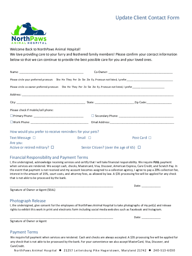 Fillable Online Current Client Update Form in Langley, BC Fax Email Print - pdfFiller