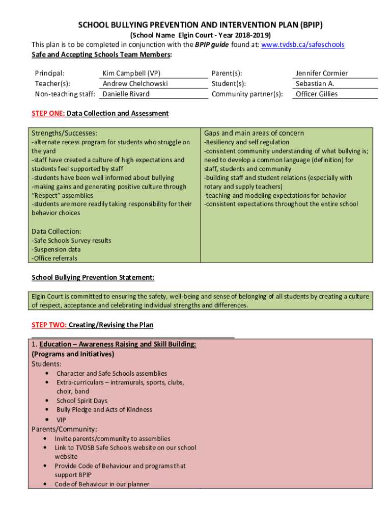 Fillable Online School Code of Conduct - Elgin Court Public School ...