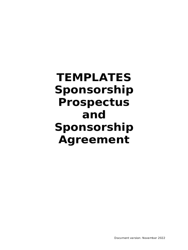 Sponsorship Prospectus and Agreement Templates Doc Template | pdfFiller