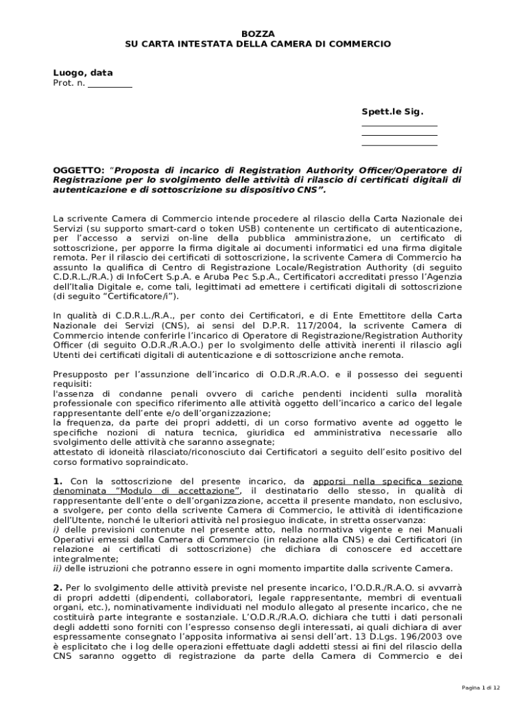 Certificati di Autenticazione per la CNS Certificate Policy Doc Template | pdfFiller