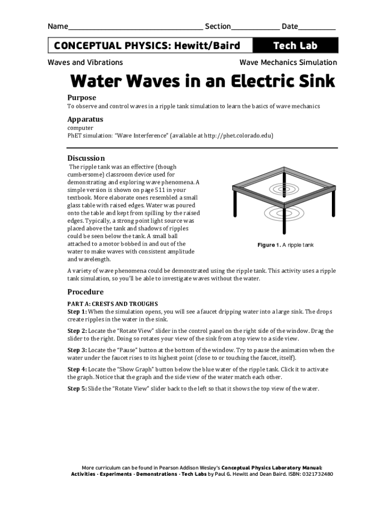 Fillable Online Waves in Electric Sink.pdf - Name Section Date Fax ...