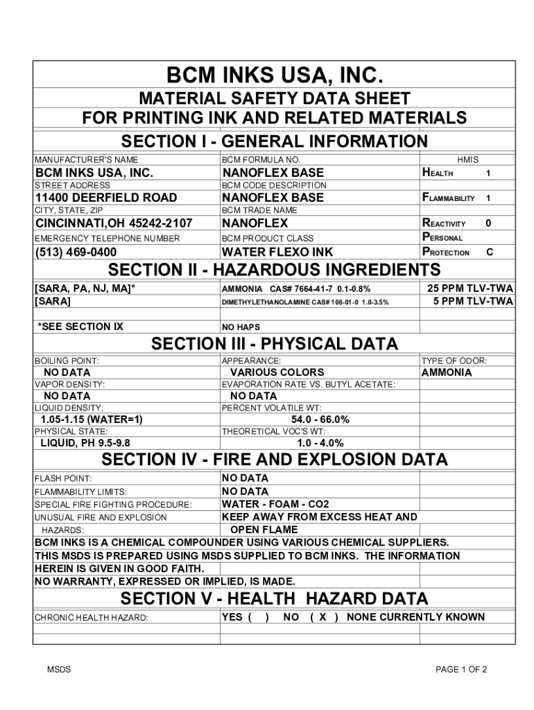 Fillable Online MSDS-NANOFLEX BASE.xls Fax Email Print - pdfFiller