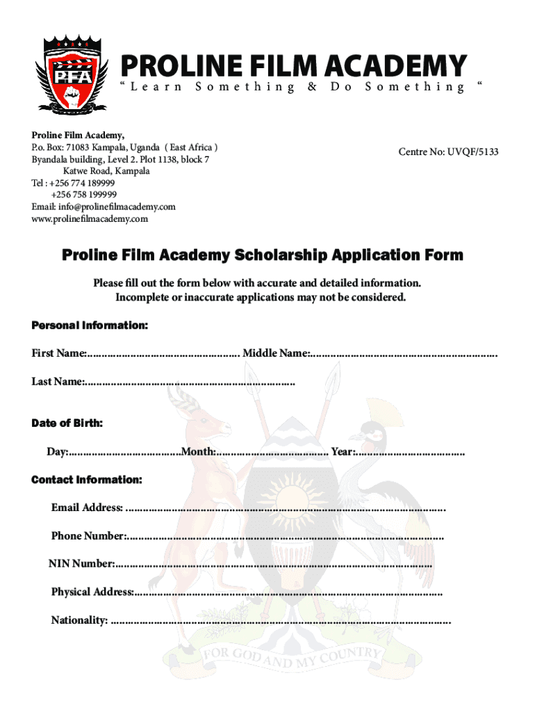 Fillable Online Proline Film Academy Advanced VFX Motion Graphics Film ...