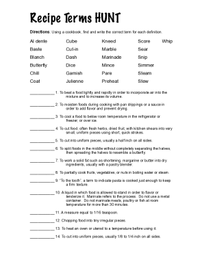 Fillable Online Recipe Terms Hunt.Activity Fax Email Print - pdfFiller