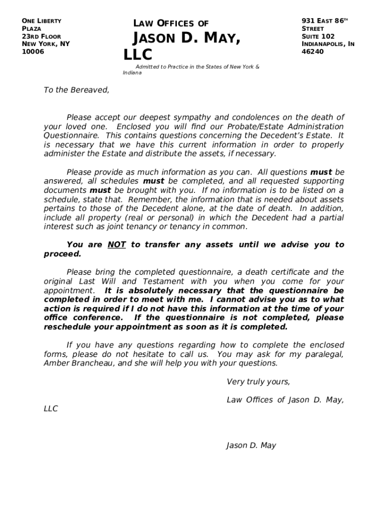 Probate Client Info Worksheet Doc Template | pdfFiller