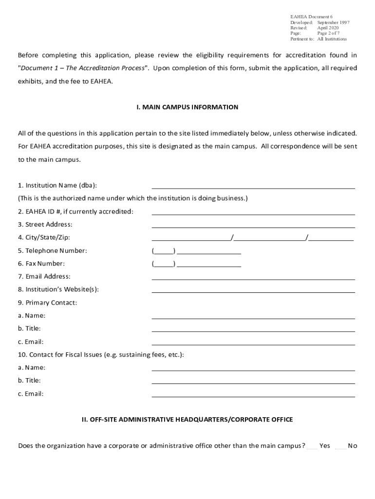 Fillable Online Application for Program Accreditation. Application for Program Accreditation Fax ...