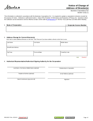 Fillable Online Notice of Change of Address of Director(s). This form ...