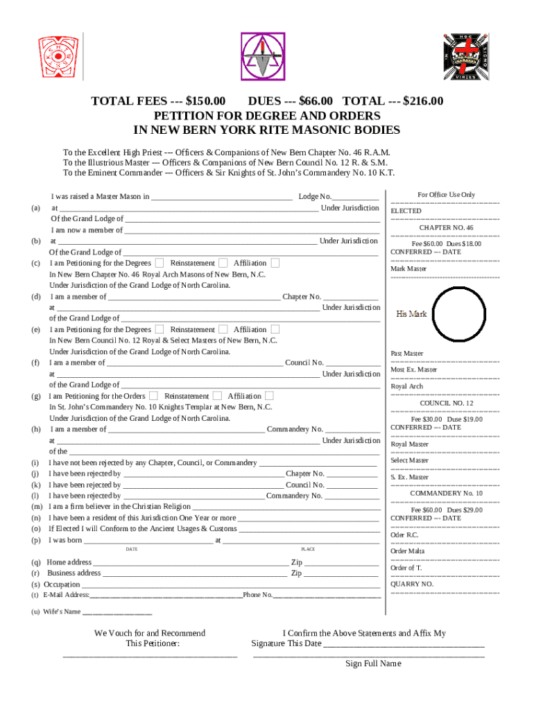 Your York Rite Petition - Chapter of Royal Arch Masons Doc Template ...