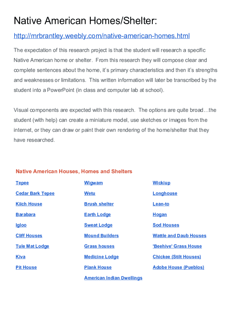 Fillable Online Native Americans - Indian Shelter Project Fax Email ...