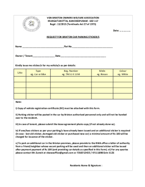 Fillable Online GeneralVehicle Sticker Request form Fax Email Print ...