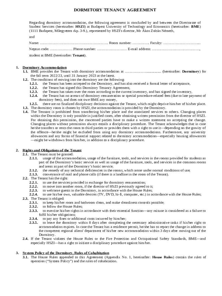 Accommodation and Services Agreement Doc Template | pdfFiller