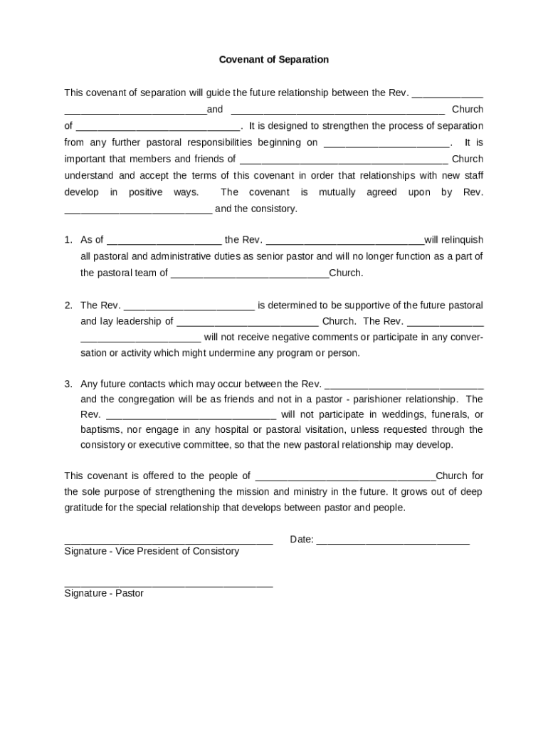 Severing & Dissolving Church and Pastoral Relationships Doc Template ...