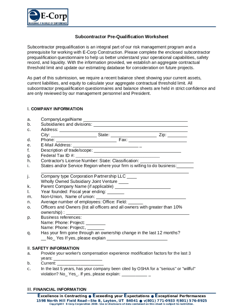 Prequalification: The Key to Choosing the Right ... Doc Template ...