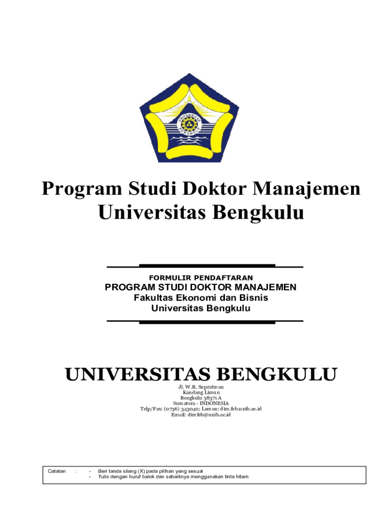 Fillable Online INFORMASI PENDAFTARAN - Program Studi Manajemen (S-3) Fax Email Print - pdfFiller