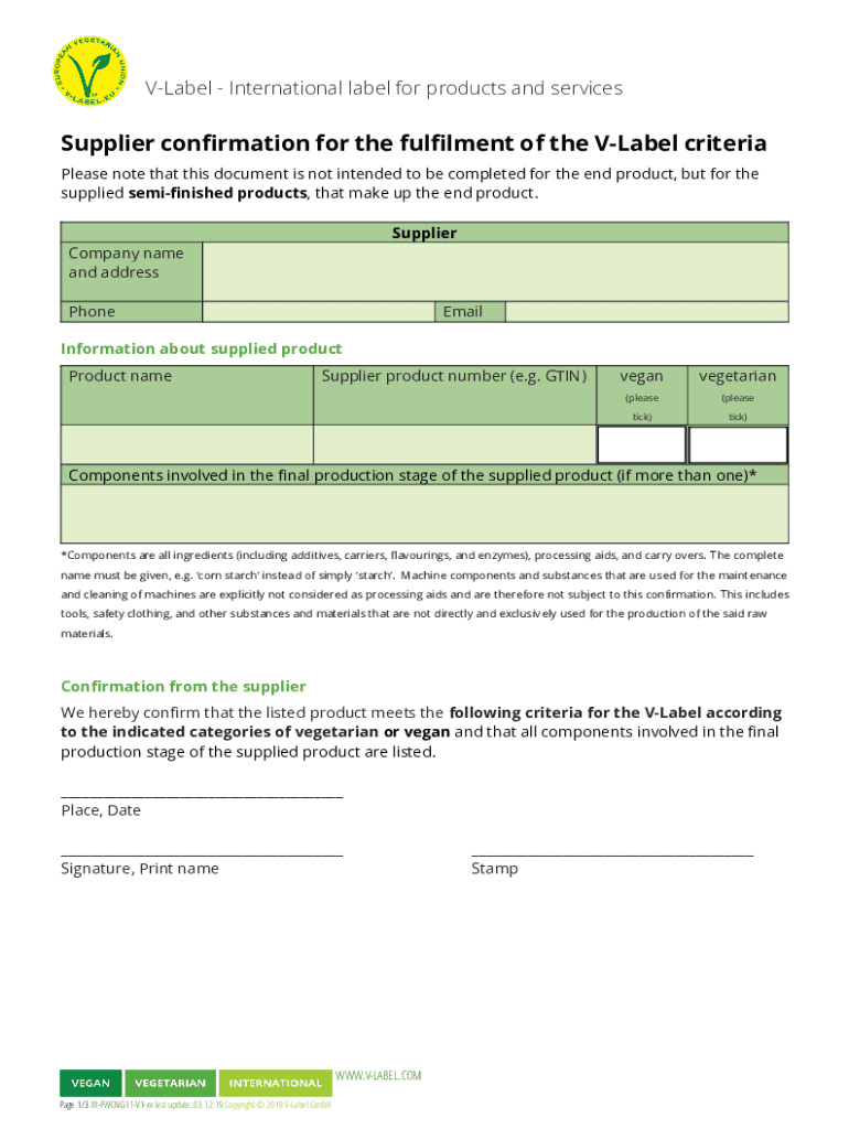 Fillable Online V-Label for Cosmetics, Personal Care and Household ...