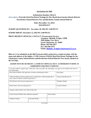 Fillable Online Invitation for Bid - Solicitation Number: B2414 Fax Email Print - pdfFiller