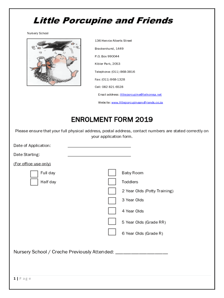 Fillable Online littleporcupineandfriends co Little Panthers Preschool ...