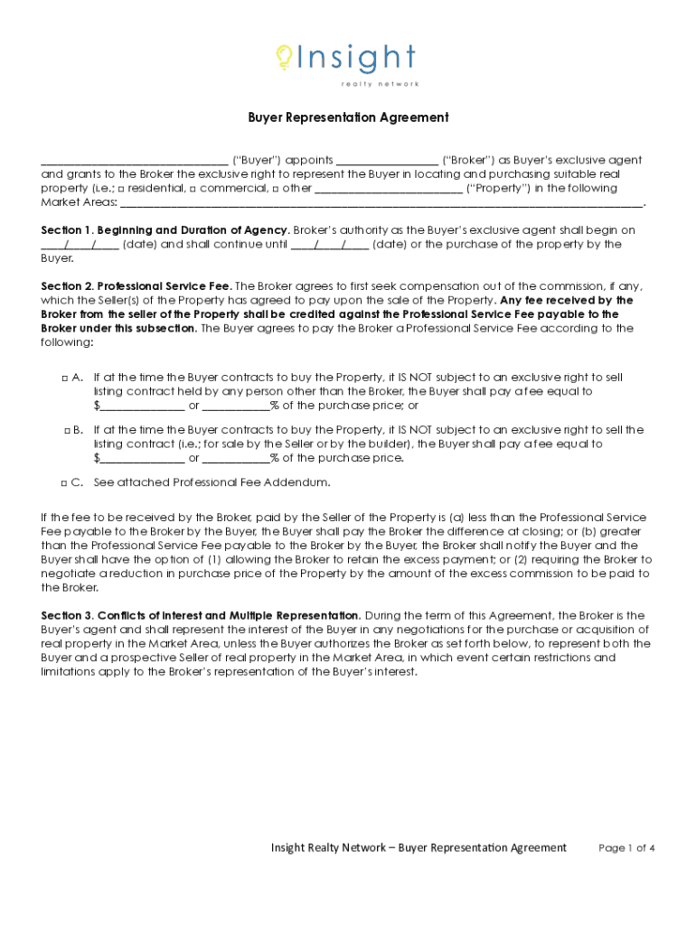 Fillable Online Insight Buyer's Rep Agreement Fax Email Print - pdfFiller