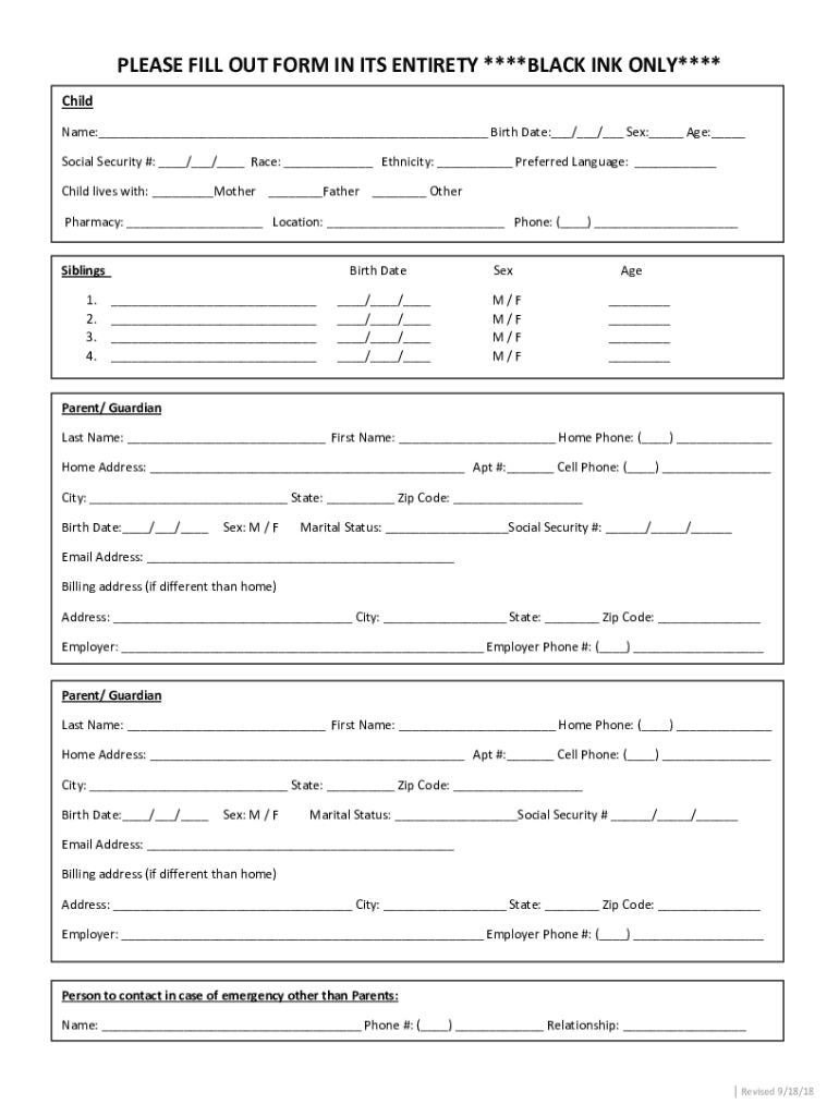 Fillable Online PLEASE FILL OUT FORM IN ITS ENTIRETY ****BLACK INK ...