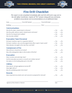 Fillable Online Free Fire Drill Checklist & TemplatePDF Fax Email Print ...