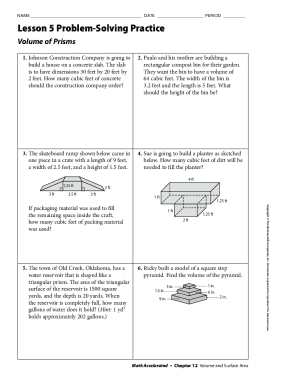 Fillable Online Lesson 5 Problem-Solving Practice - Volume of Prisms ...