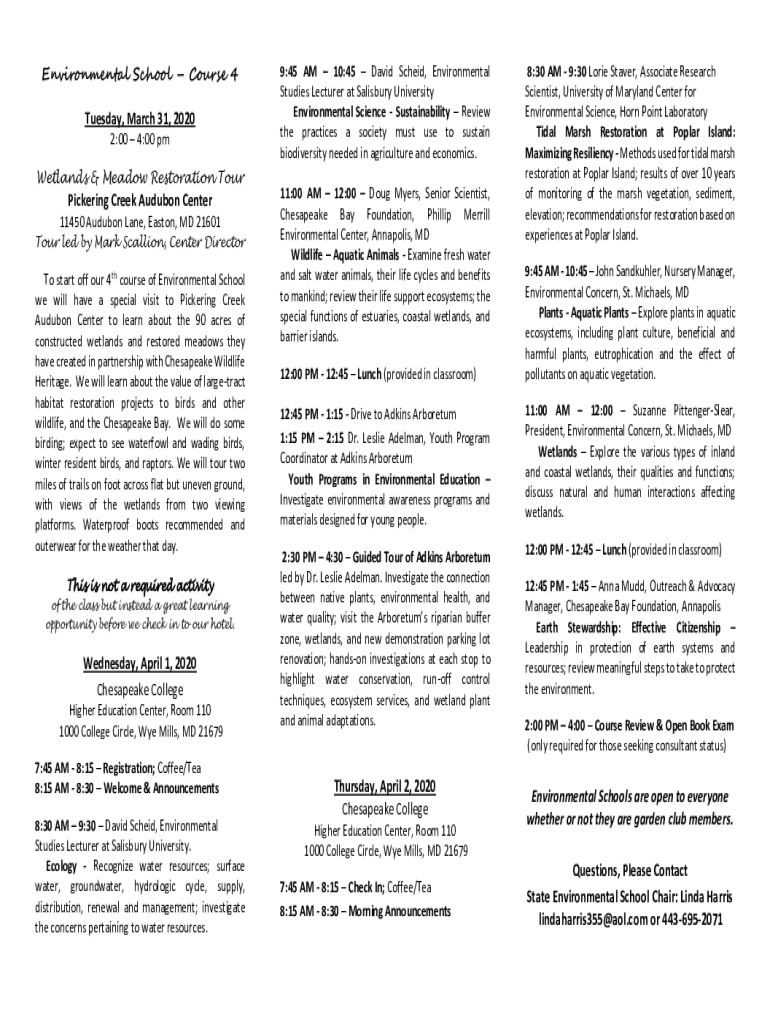 Fillable Online Pickering Creek Audubon Center - All You Need to Know ...