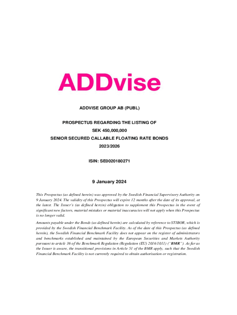 Fillable Online ADDvise publishes prospectus and applies for admission ...