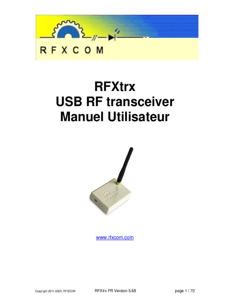 Fillable Online RFXtrx USB RF transceiver Manuel Utilisateur Fax Email ...