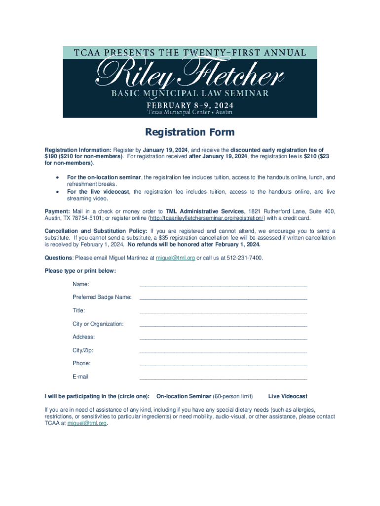 Fillable Online Registration Information: Register by January 19, 2024 ...