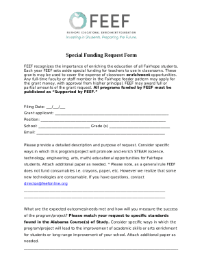 Special Funding Request Doc Template | pdfFiller