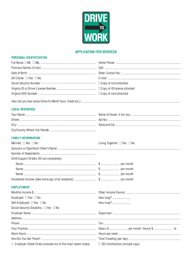 Fillable Online Drive To Work : Restoring Virginia Driving Privileges : Home Fax Email Print ...