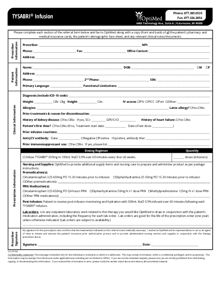 Fillable Online Infusion Fax Email Print - pdfFiller