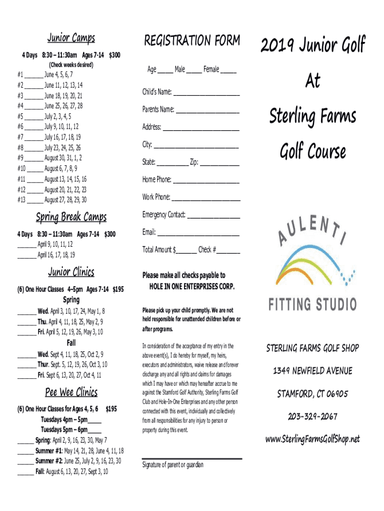 Fillable Online Sterling Farms Junior Golf Fax Email Print - pdfFiller