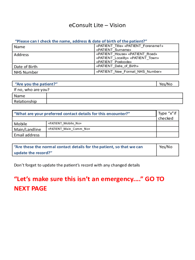 Fillable Online eConsult Lite template - Vision.docx Fax Email Print - pdfFiller